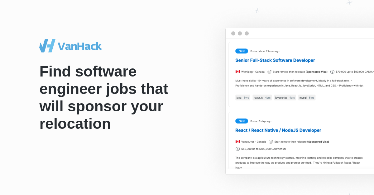 Software engineer jobs - VanHack